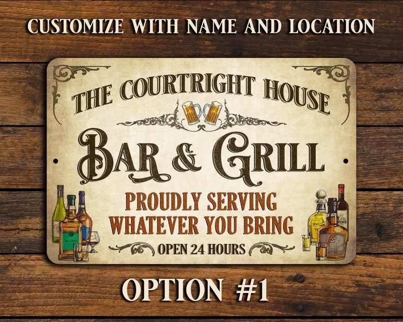 Vintage Metal Bar Sign Custom Pub Sign Personalized Bar - Etsy