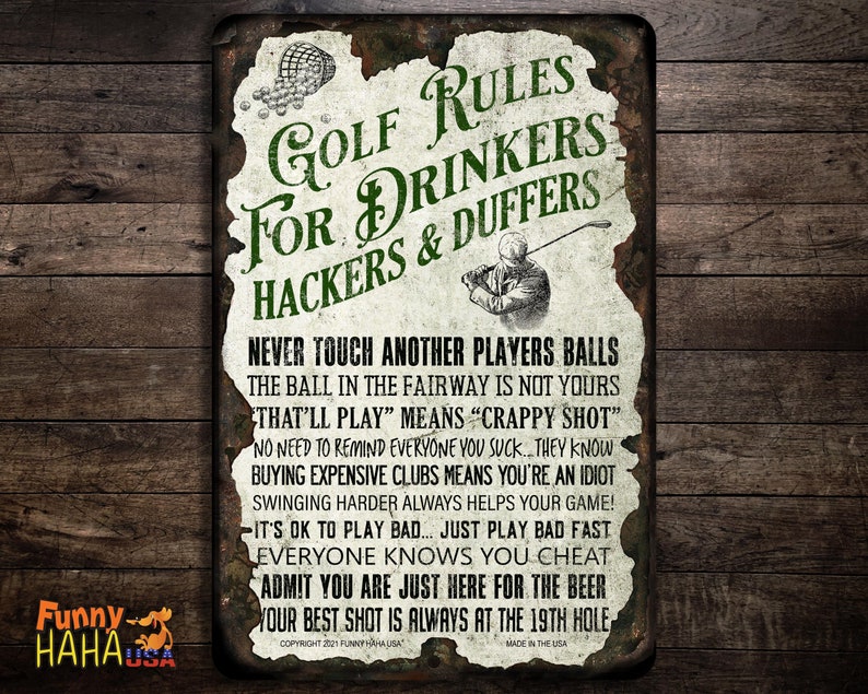 Funny Golf Rules Metal Sign: Man Cave Decor - Etsy