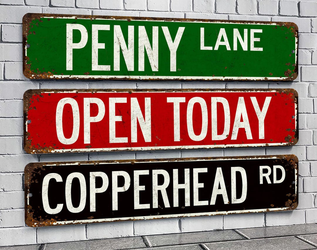 Custom Street Sign | Rusty Edge Name Plate | Vintage Metal Indoor ...