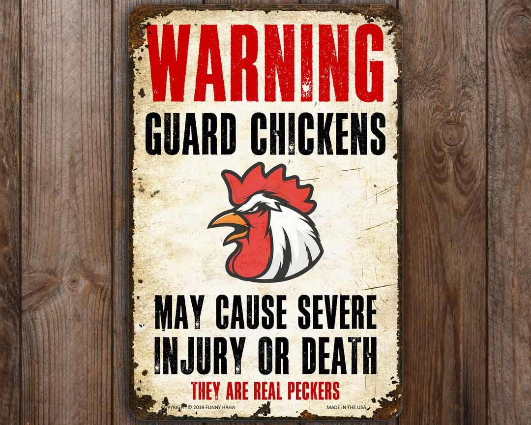 Warning Guard Chickens Funny Metal Chicken Coop Sign - Etsy