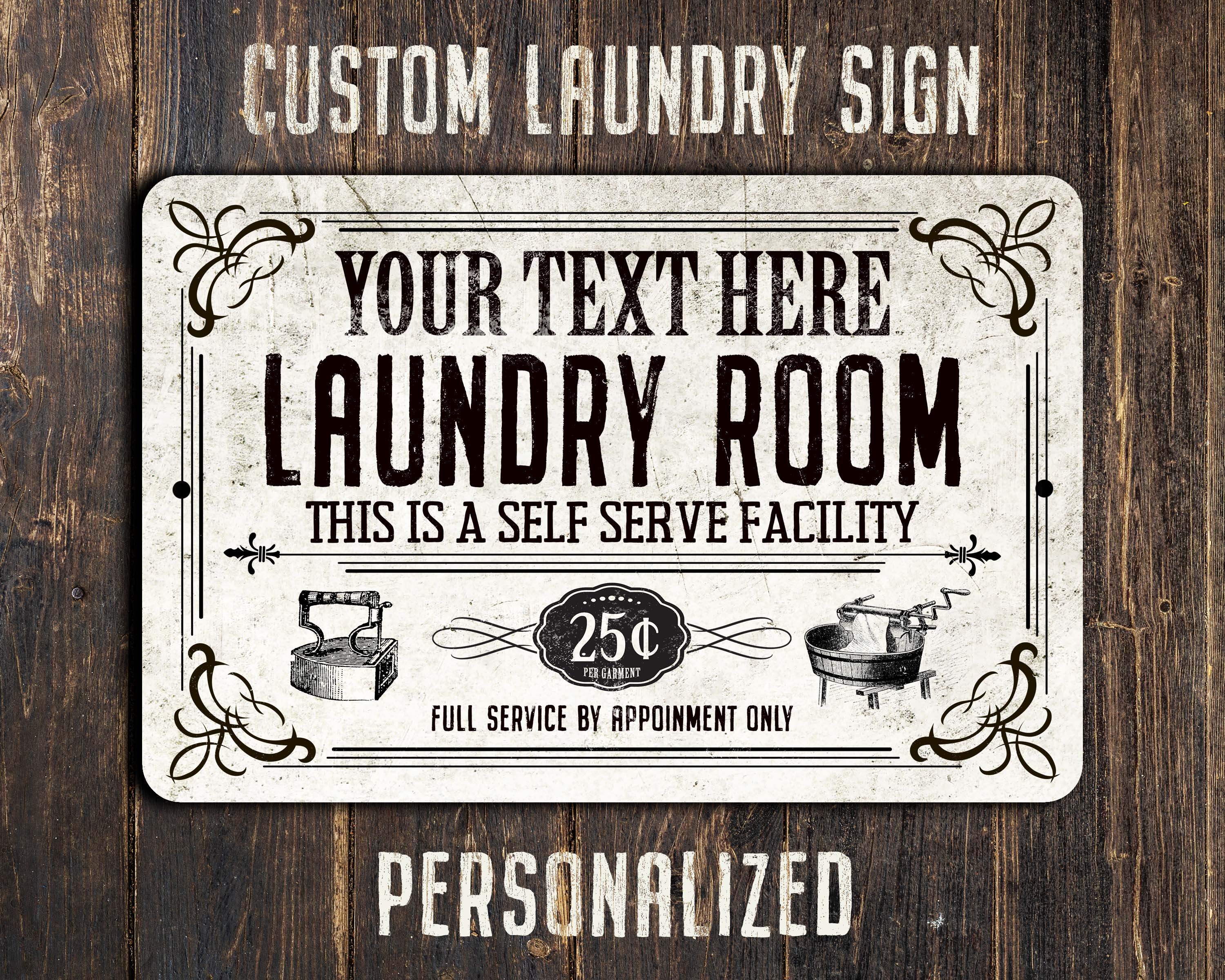 Laundry Room Sign, Personalized Vintage Design Metal Sign - Etsy
