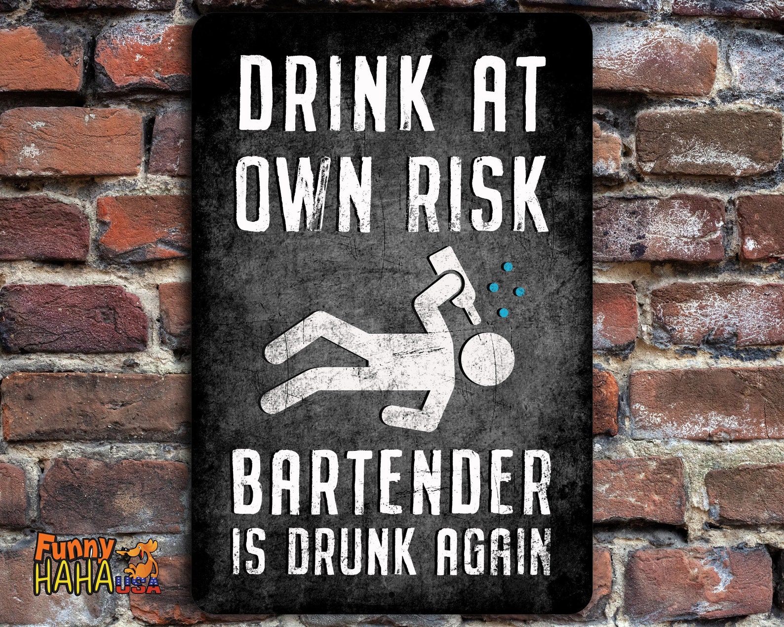 Fun Bar Sign Bartender is Drunk Again Antique-Style Funny | Etsy