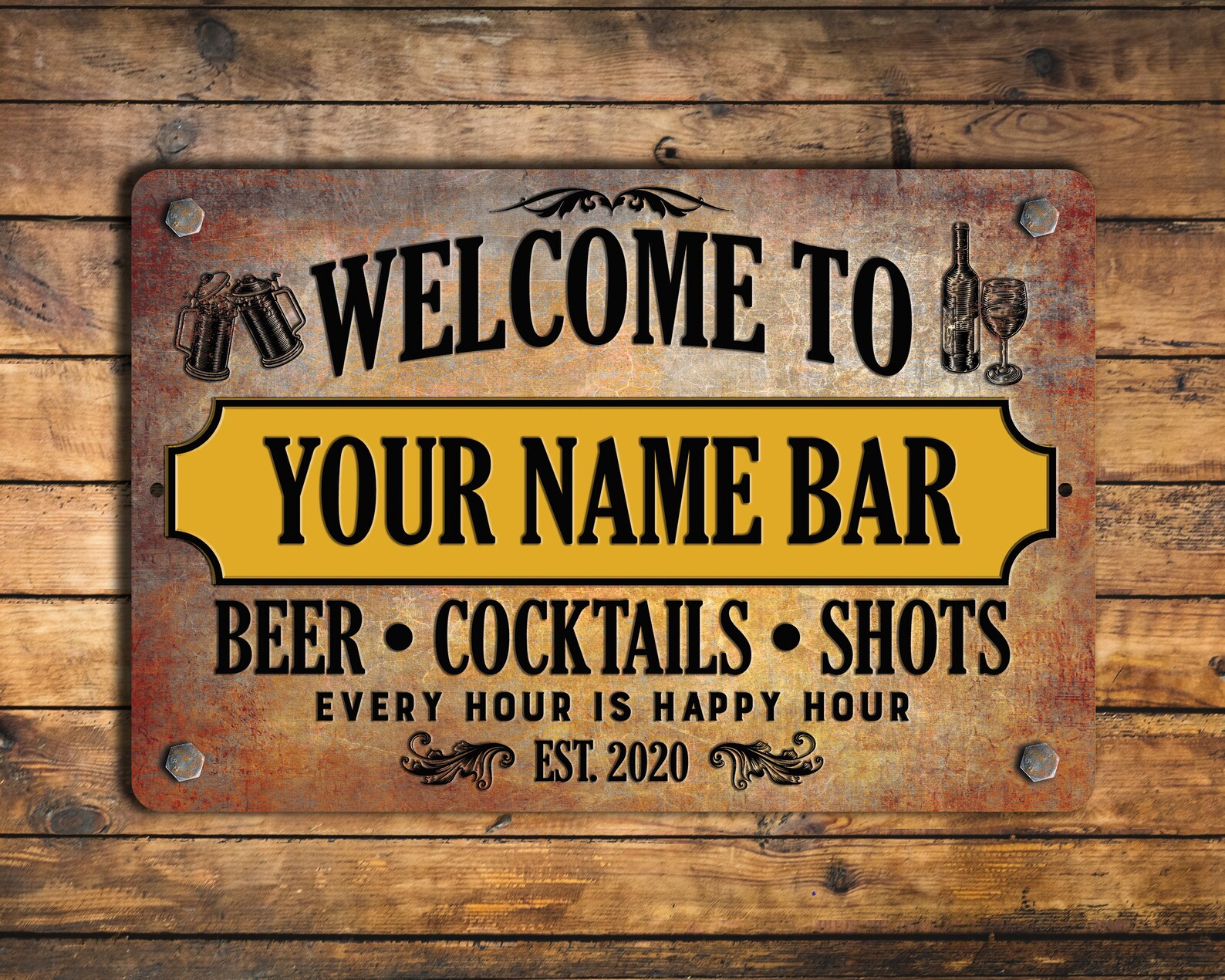 Custom Vintage Style Metal Bar Sign - Etsy