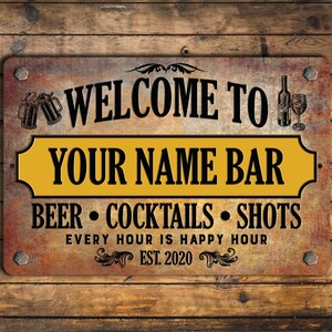 Custom Vintage Style Metal Bar Sign - Etsy