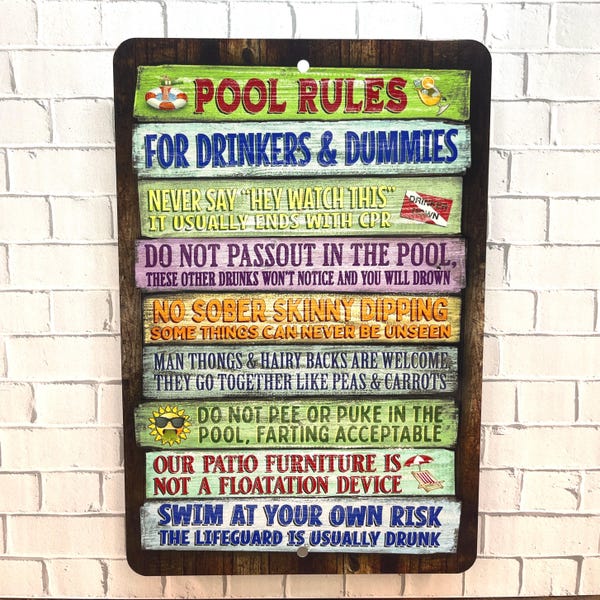 Funny Pool Signs - Etsy