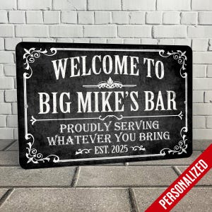 Bar Sign, Personalized Black Vintage Design, Customized With Your Bar ...