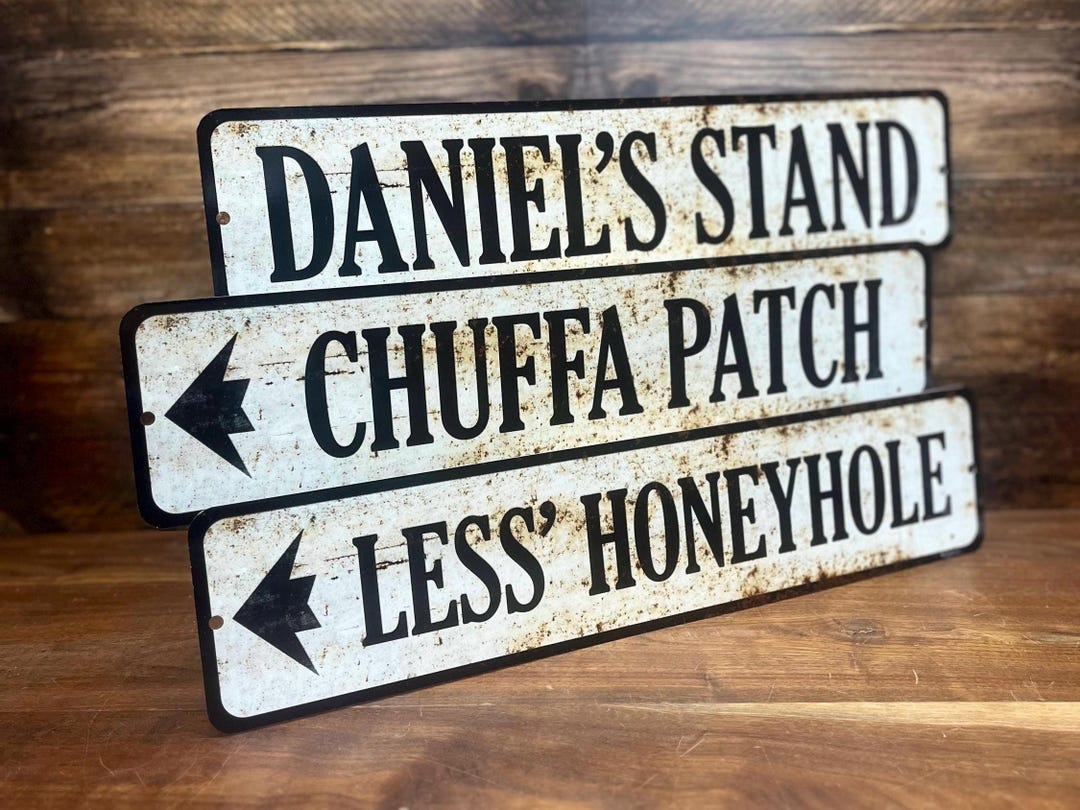 Custom Street Sign Vintage Rusty White Design Directional Road Sign ...