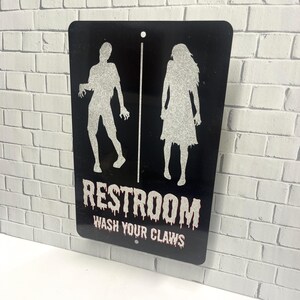 Halloween Restroom Door Sign Zombie Bathroom Sign Funny Halloween Party ...