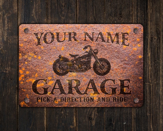 Motorcycle Sign Custom Biker Garage Personalized Metal - Etsy