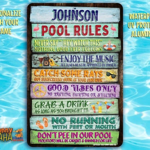 Personalized Pool Rules Metal Sign: Funny Swimming Decor - Etsy