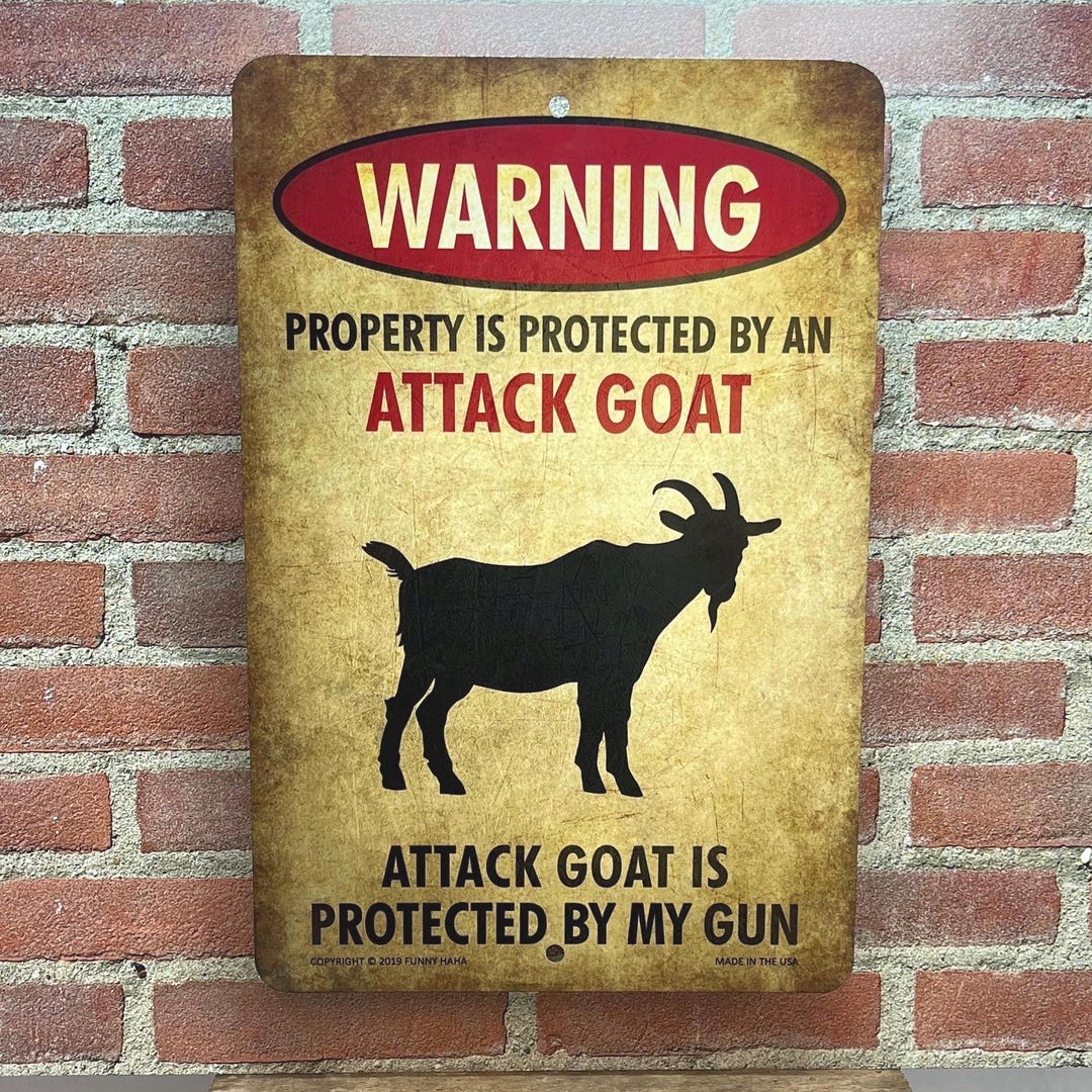 Beware of Goat Funny Metal Sign - Etsy
