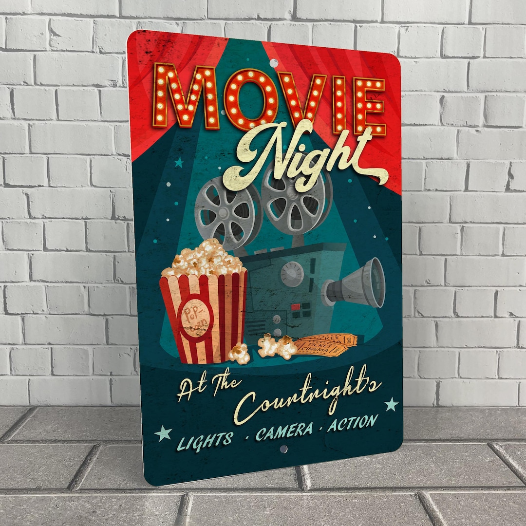Personalized Home Theater Metal Sign: Retro Movie Room Decor - Etsy