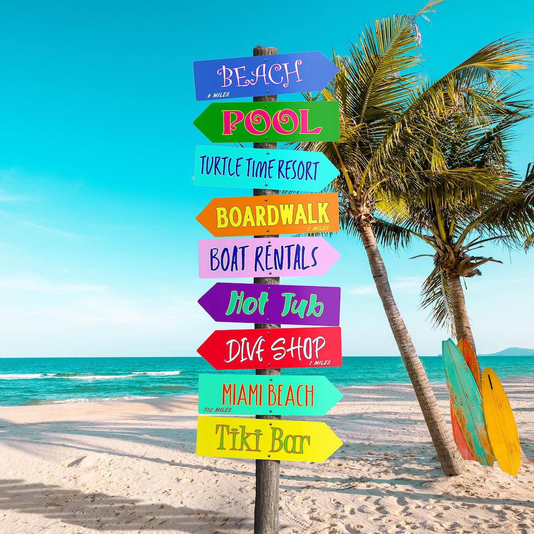 Personalized Beach House Directional Sign: Tropical Outdoor Decor - Etsy