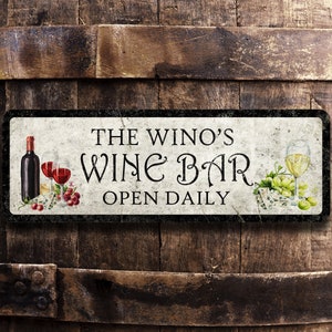 Custom Wine Bar Vintage-style Metal Sign With Weathered Appearance 6" X ...