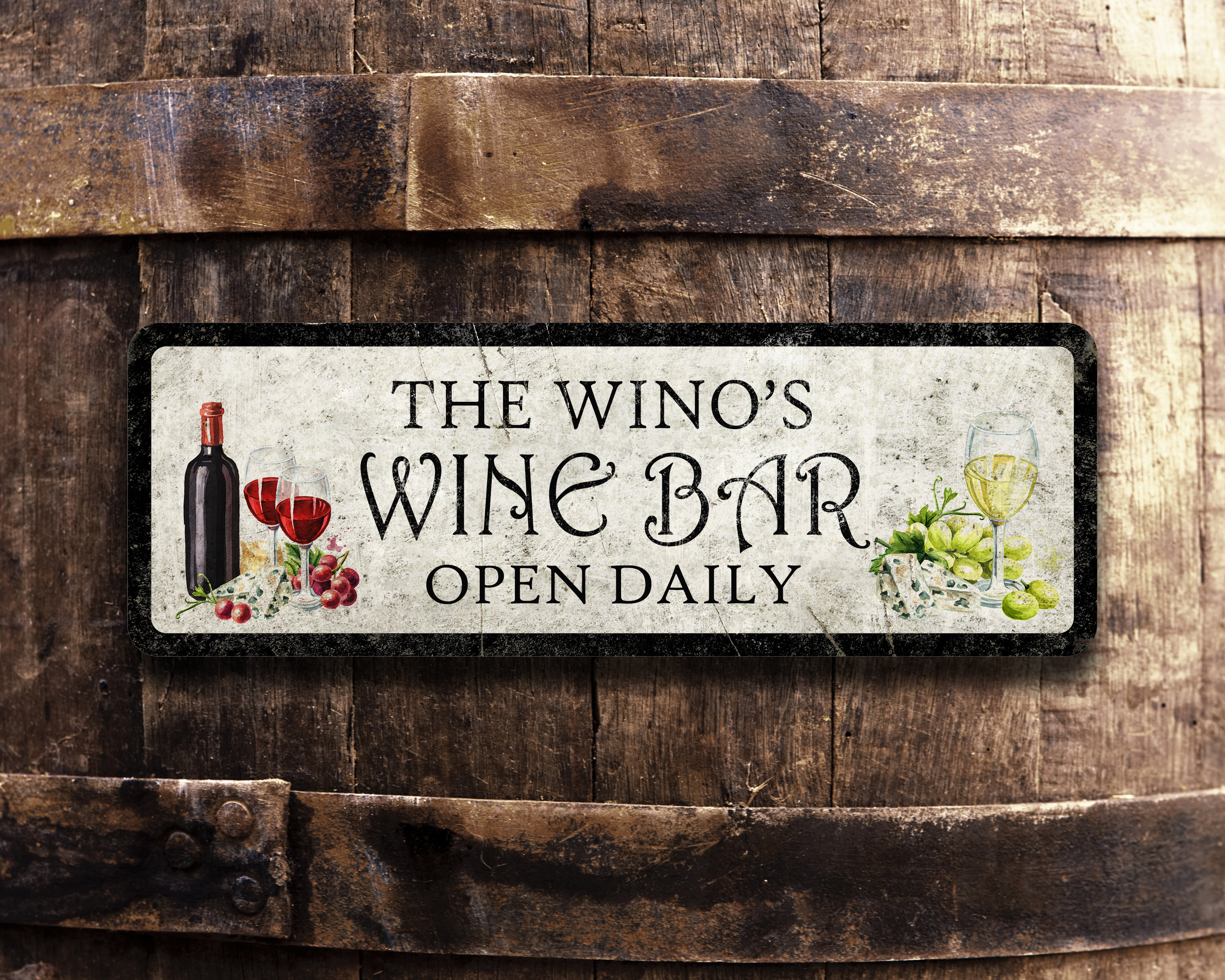 Custom Wine Bar Vintage-Style Metal Sign with Weathered | Etsy