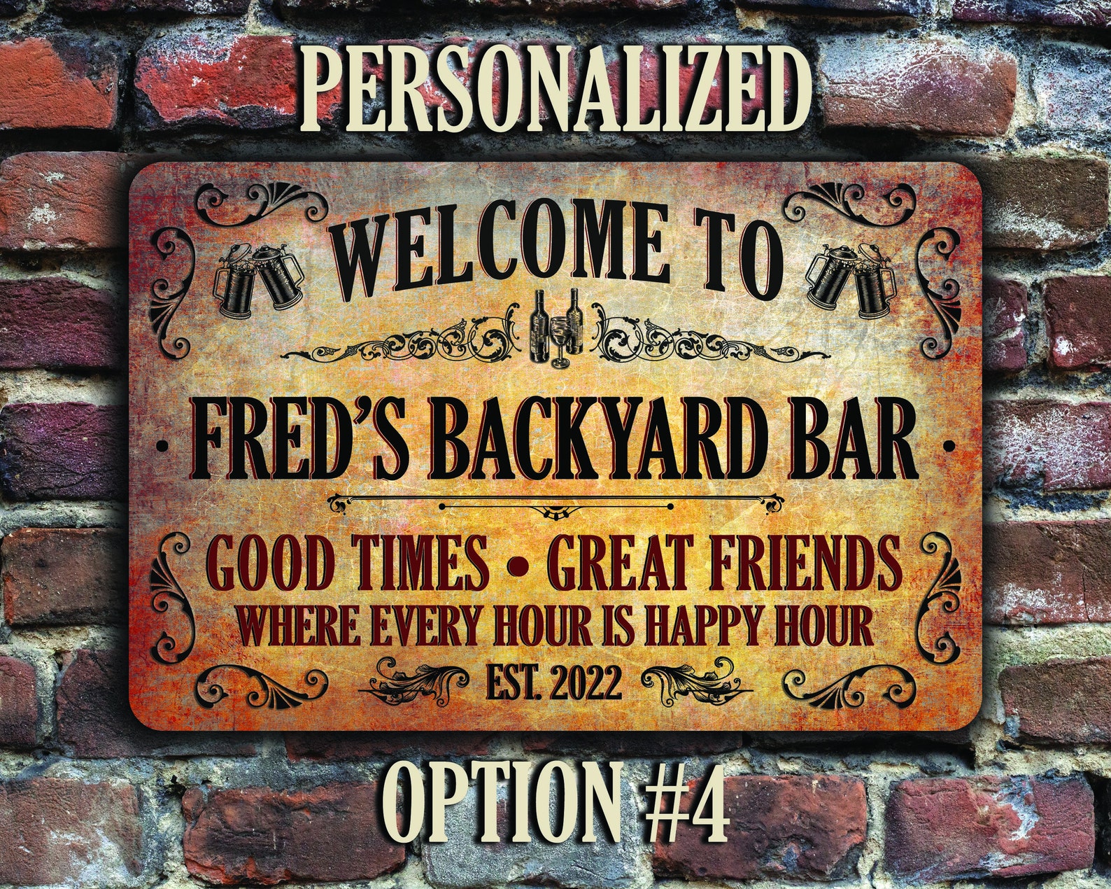 Vintage Bar Sign Custom Metal Pub Sign Rustic Personalized | Etsy