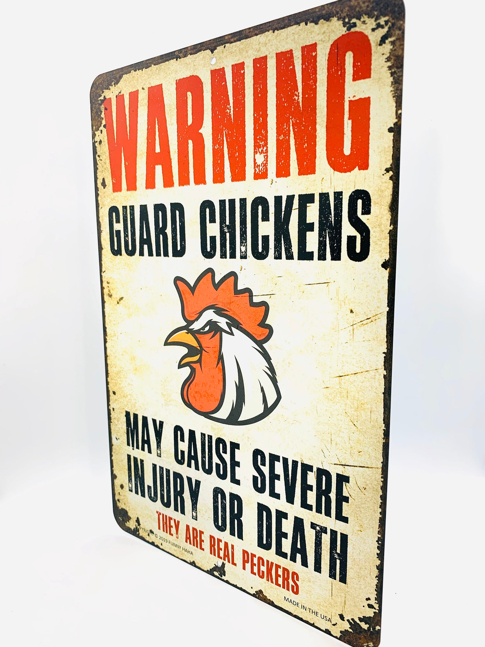 Warning Guard Chickens Funny Metal Chicken Coop Sign - Etsy