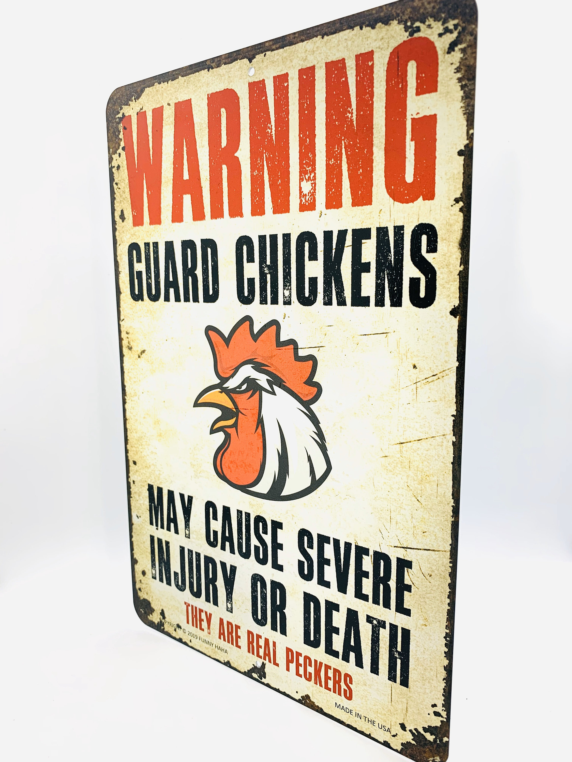 Warning Guard Chickens Funny Metal Chicken Coop Sign - Etsy