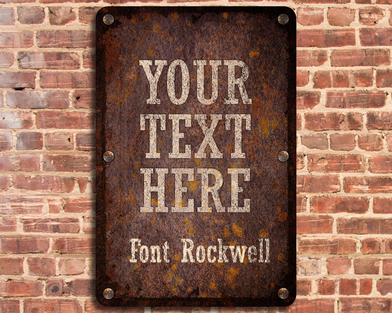 Custom Rusty Metal Sign With White Text - Etsy