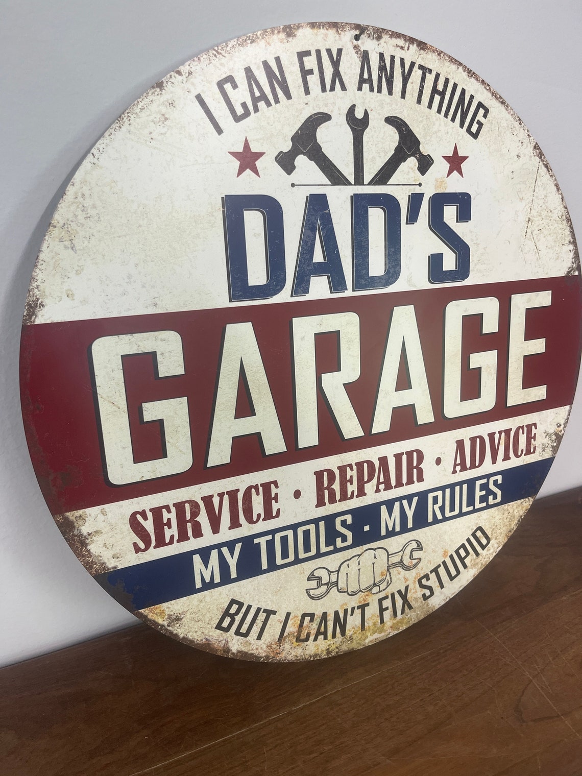 Personalized Round Garage Sign: Vintage Style Workshop Decor - Etsy