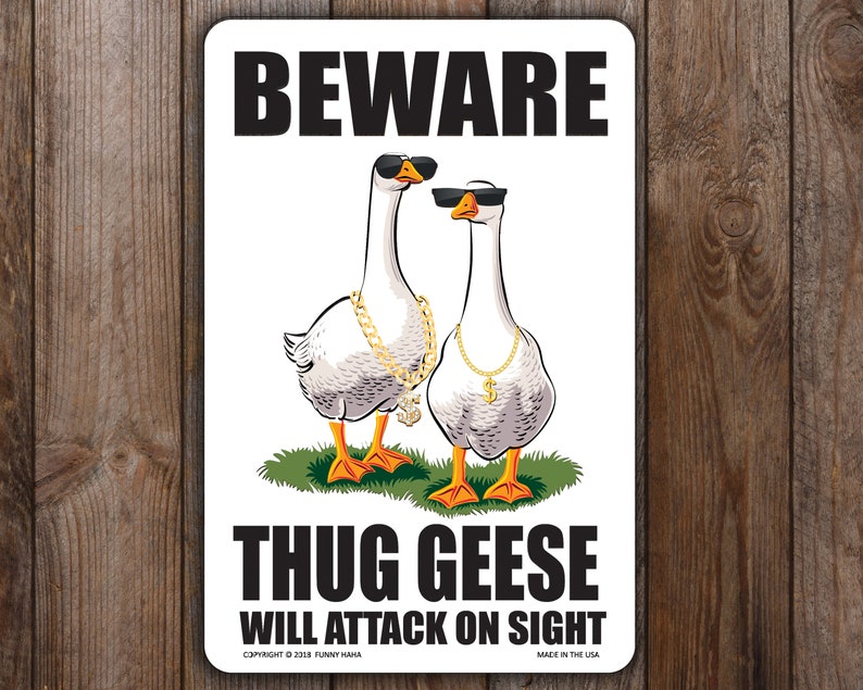 Beware of Geese Sign, Funny Thug Goose Outdoor Decor - Etsy