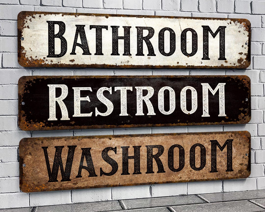 Distressed Aluminum Restroom Sign: Vintage Style Door Decor - Etsy