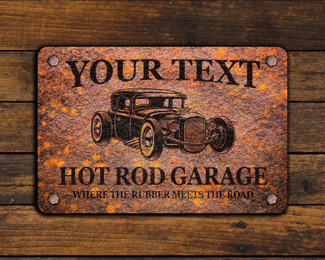 Custom Rusty Design Hot Rod Garage Metal Sign - Etsy