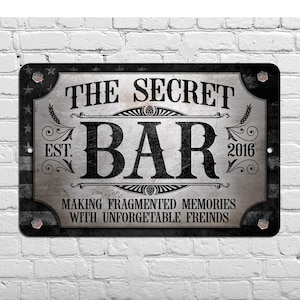 Custom Bar Sign, American Flag and Steel Design. Aluminum Metal Home ...