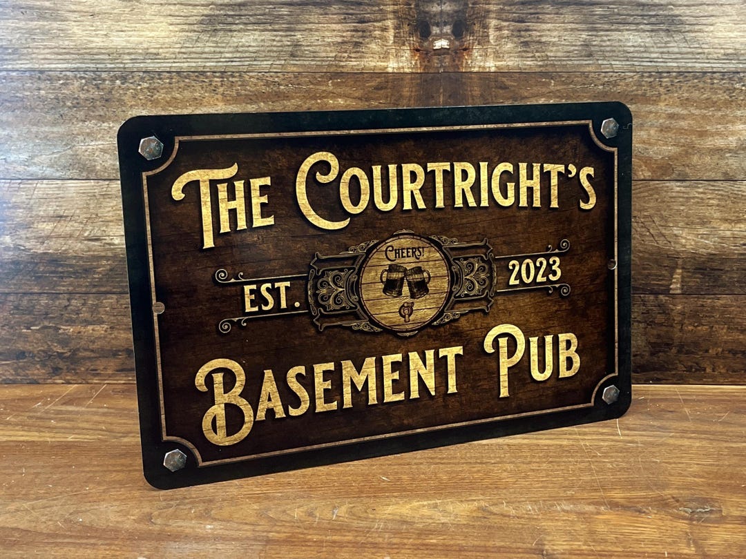Bar Sign Vintage Wood Design Personalized Aluminum Home Bar Decor - Etsy