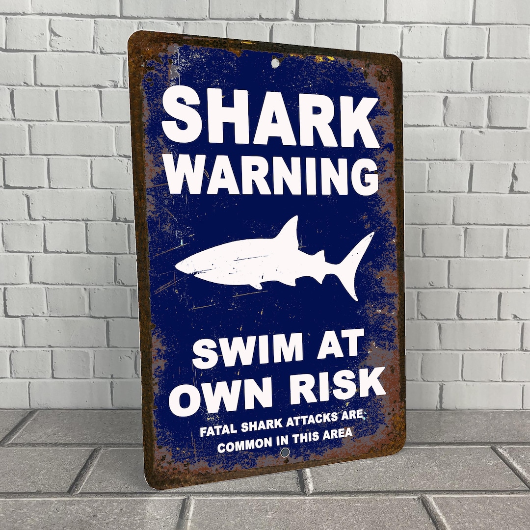 Shark Warning Sign, Swim at Own Risk, Shark Lovers Gift - Etsy