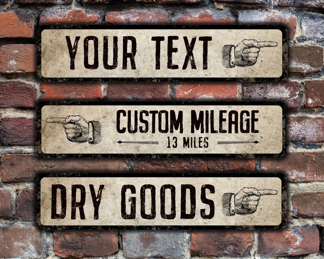 Custom Vintage Directional Metal Street Sign Vintage-style With ...
