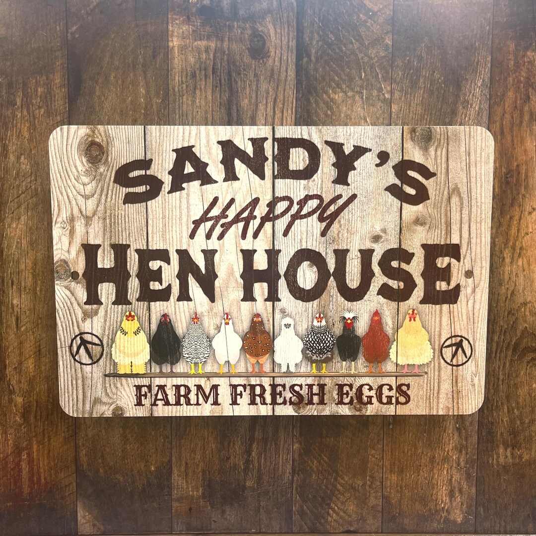 Happy Hen House Sign Chicken Coop Swag Personalized Vintage Design ...