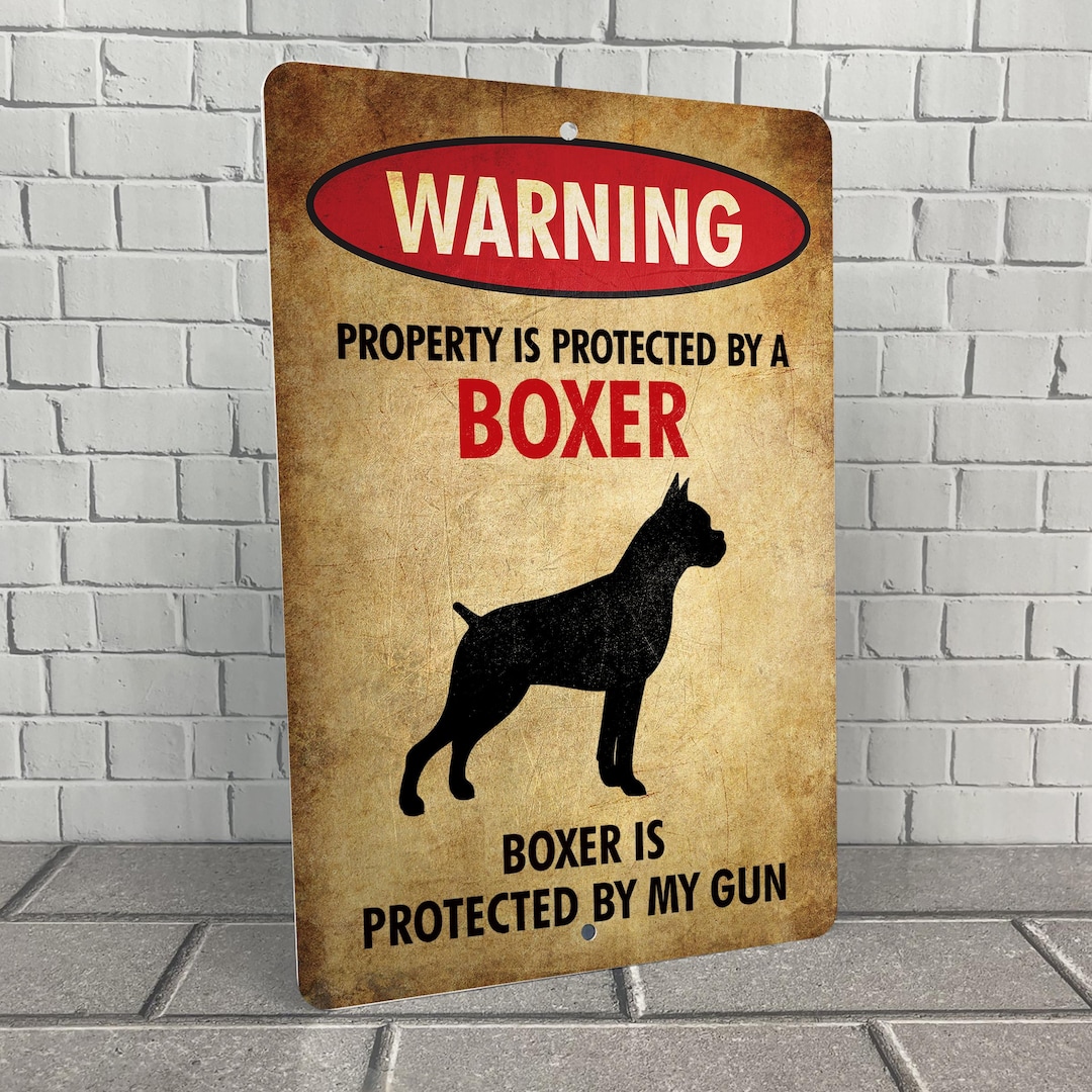 Funny Boxer Dog Sign: Property Protected, Weatherproof Metal - Etsy