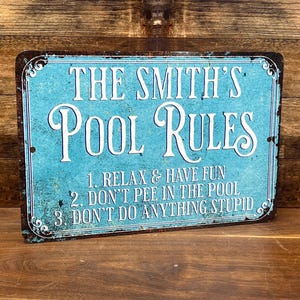 Three Simple Pool Rules Personalized Metal Sign Fun Pool Area Decor - Etsy