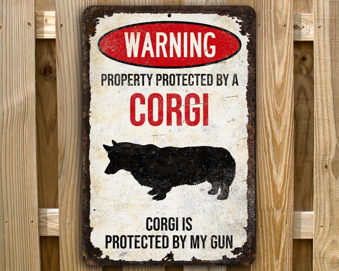 Corgi Sign Beware of Dog Aluminum Sign Funny Corgi Decor Corgi Lovers ...