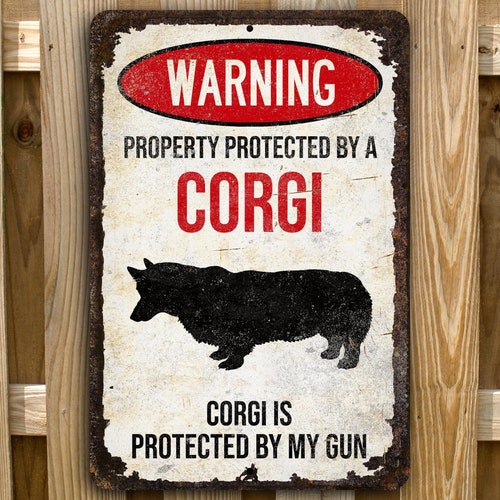 Corgi Sign Beware of Dog Aluminum Sign Funny Corgi Decor - Etsy
