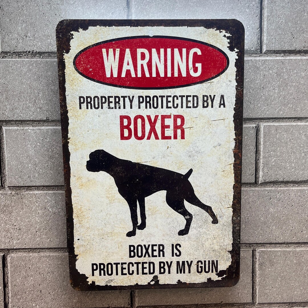 Boxer Sign Beware of Dog Aluminum Sign Funny Boxer Decor Boxer Lovers ...
