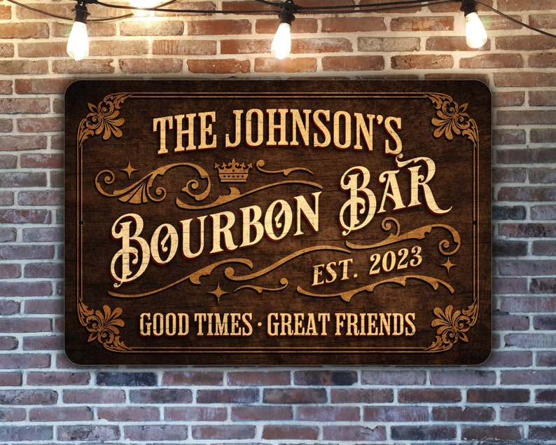 Bar Sign Retro Vintage Style Personalized Aluminum Plaque - Etsy