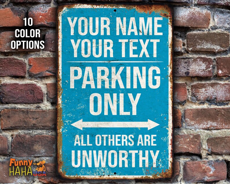 Parking Sign - Personalized Distressed-style, Garage Decor for Car ...