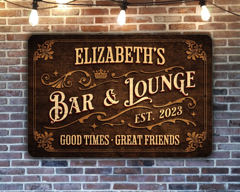 Bar Sign Retro Vintage Style Personalized Aluminum Plaque - Etsy