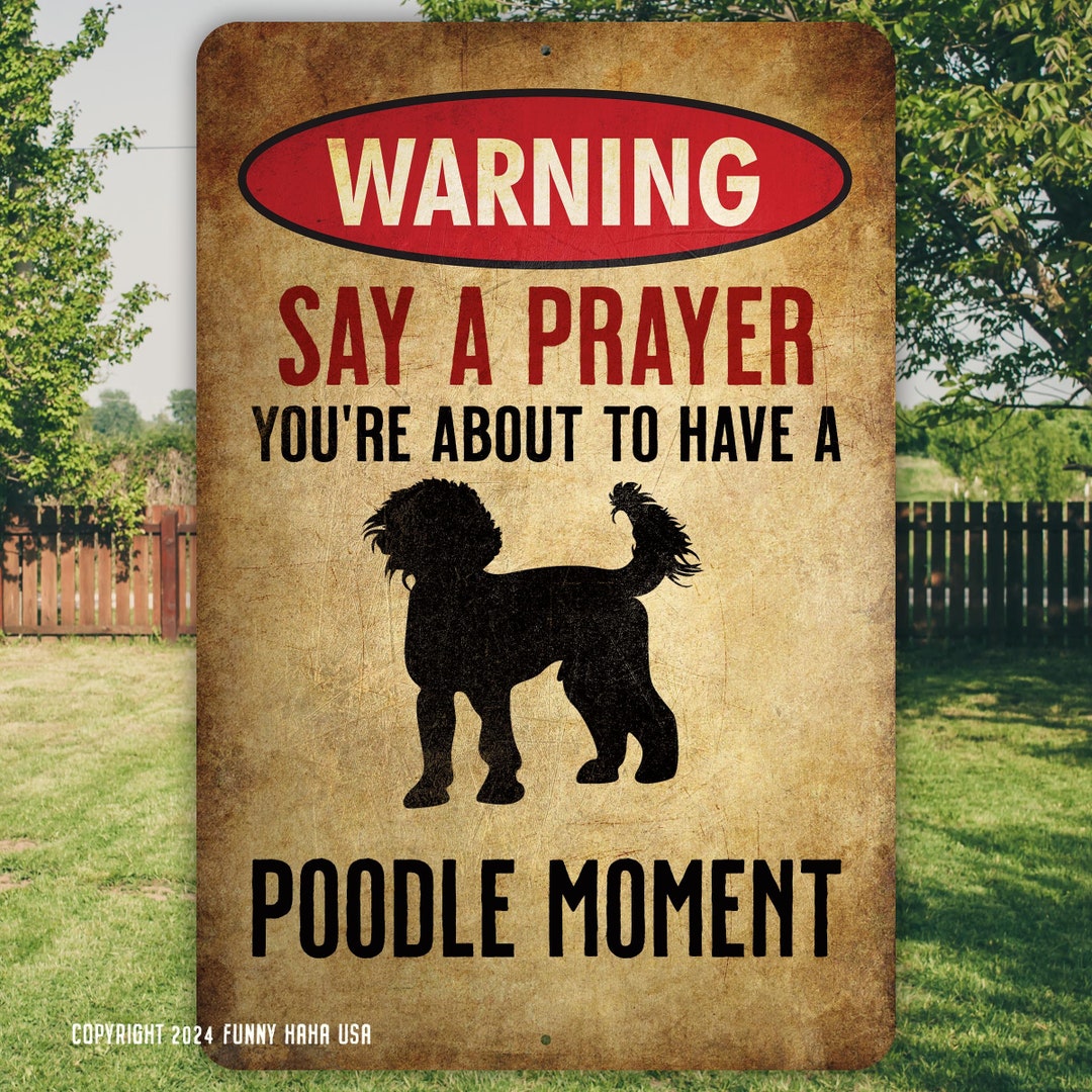 Poodle Sign, Funny Metal Dog Sign, Warning Say a Prayer, Outdoor Beware ...