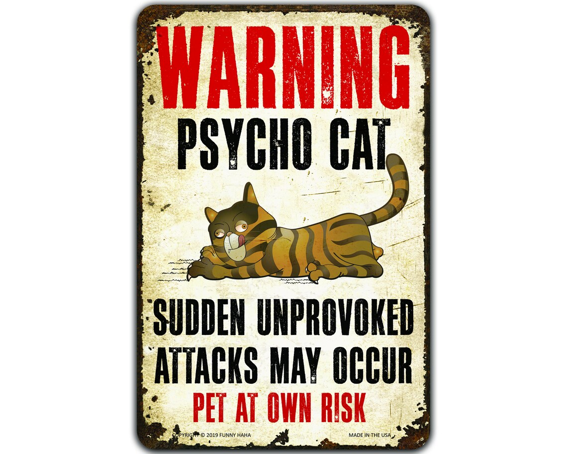 Psycho Cat Funny Metal Sign Perfect Gift for Cat Lovers - Etsy