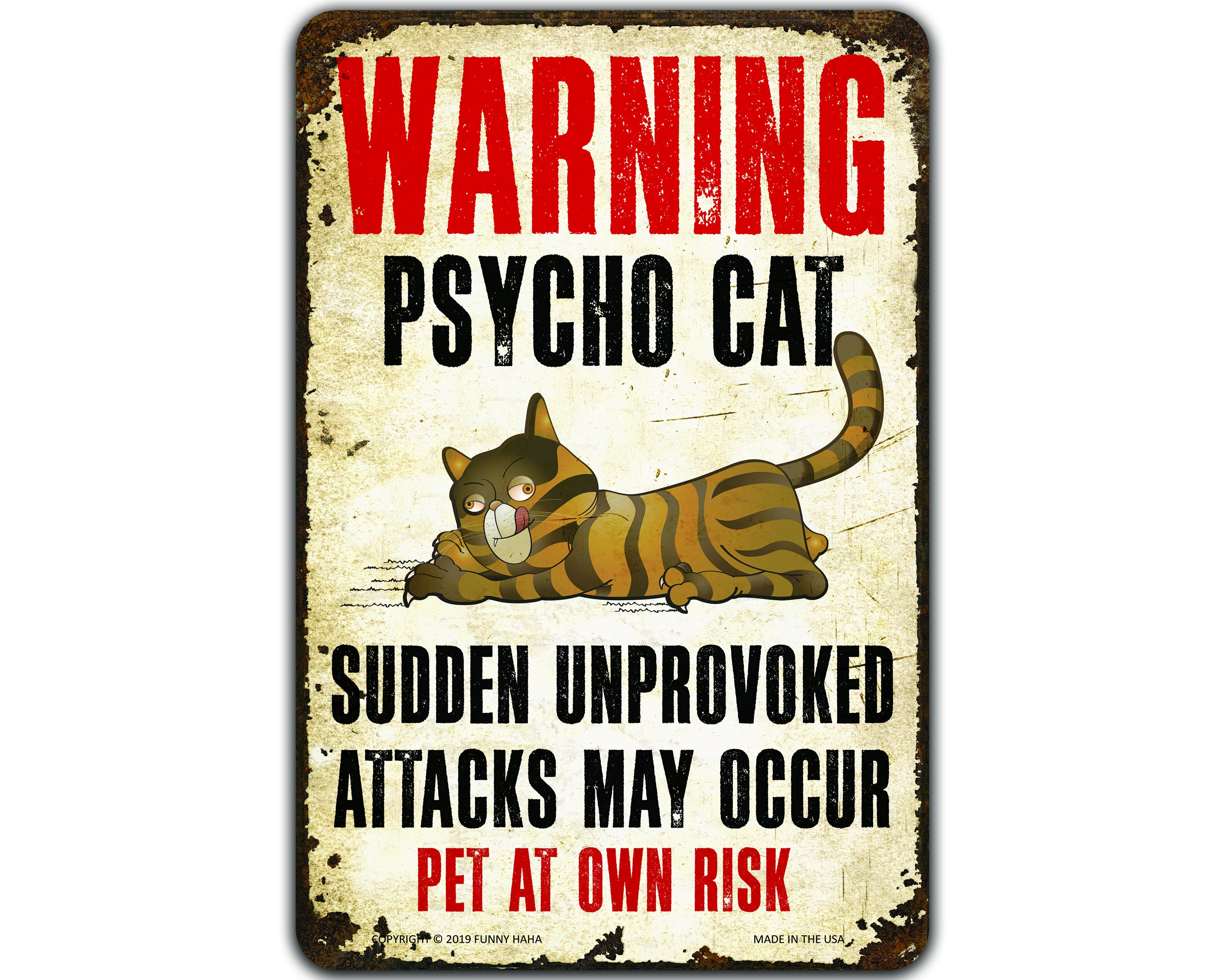 Psycho Cat Funny Metal Sign Perfect Gift for Cat Lovers - Etsy