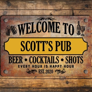 Custom Vintage Style Metal Bar Sign - Etsy