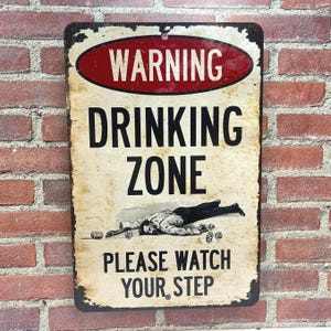 Funny Drinking Zone Metal Bar Sign: Man Cave Decor - Etsy