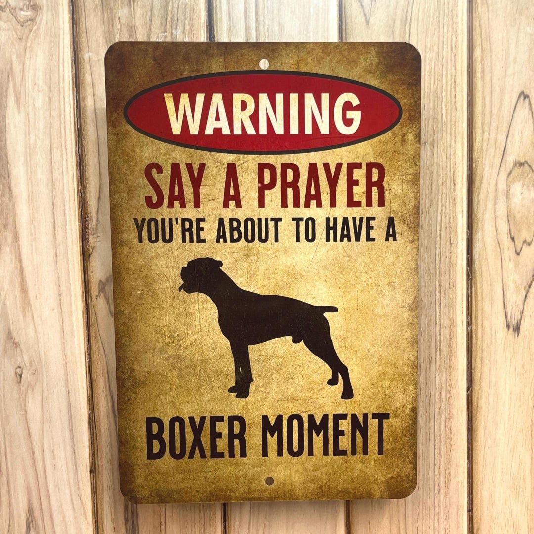 Boxer Sign, Funny Metal Dog Sign, Warning Say a Prayer, Outdoor Beware ...