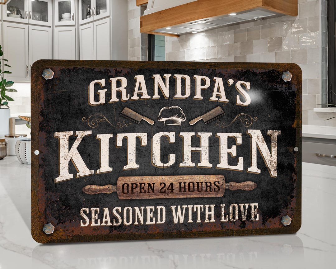 Custom Kitchen Sign | Personalized Farmhouse Decor| Black Distressed ...