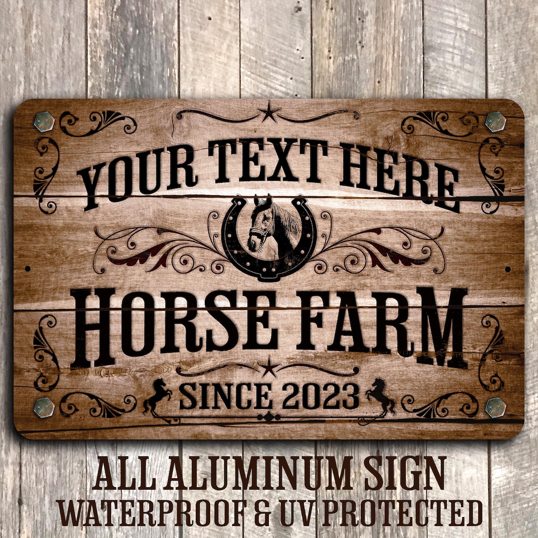 Horse Farm Sign, Personalized Barn or Stable Sign, Antique Aged Wood ...