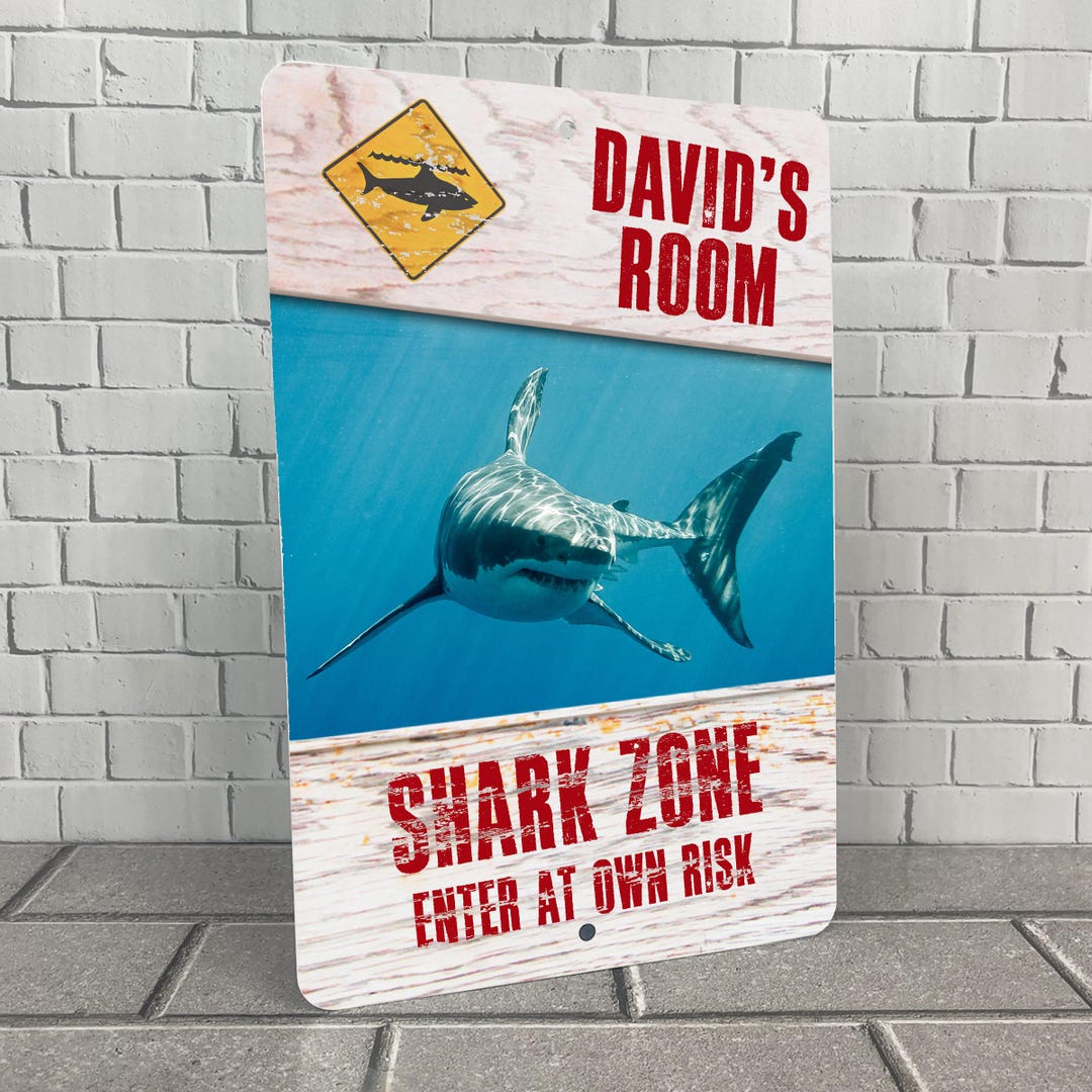 Personalized Shark Zone Metal Door Sign: Shark Lovers Gift - Etsy