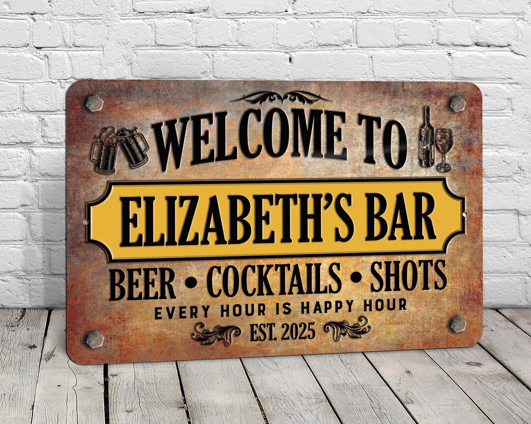 Custom Vintage Style Metal Bar Sign - Etsy